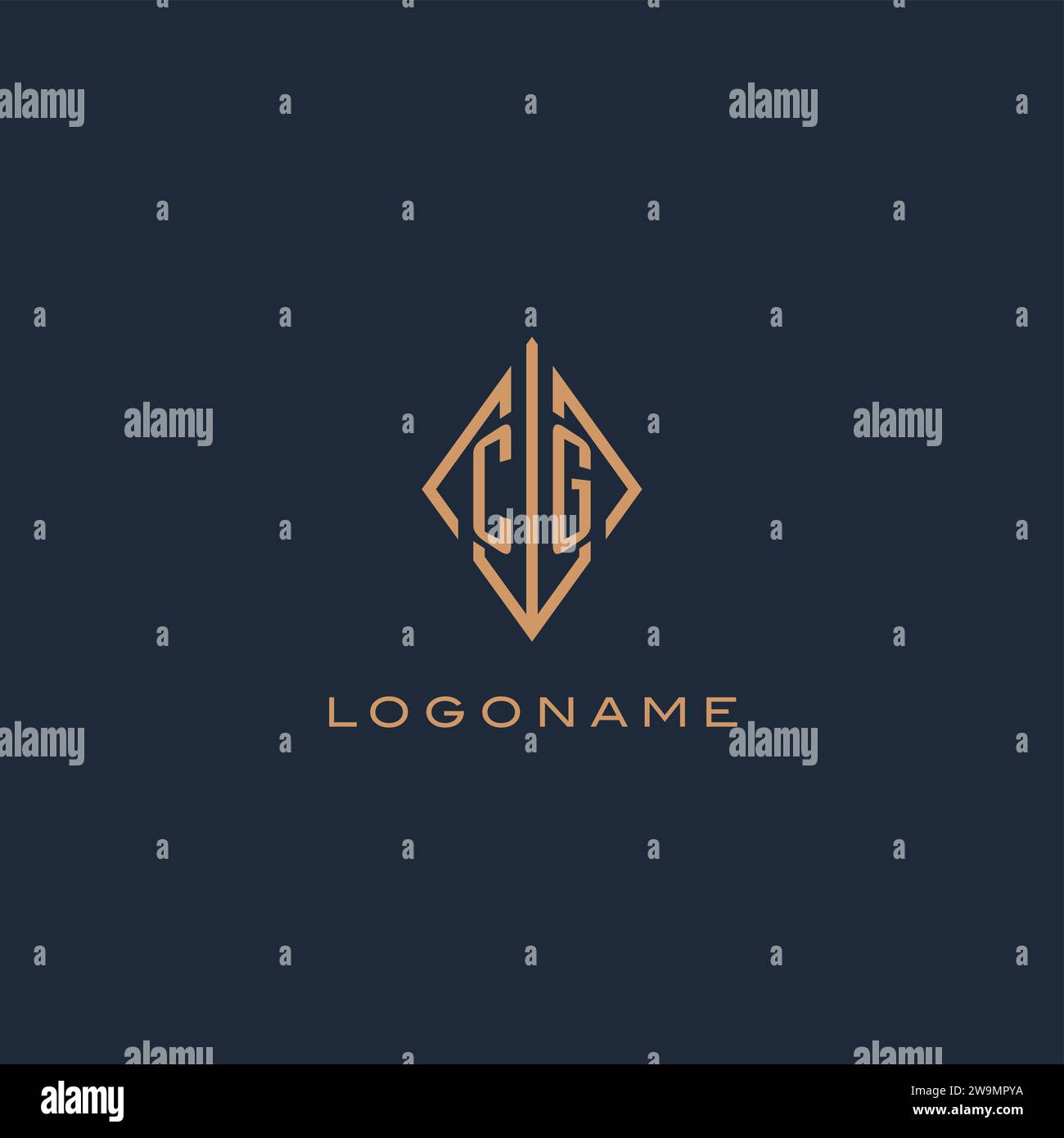Monogram CG logo with diamond rhombus style, Luxury modern logo design ...