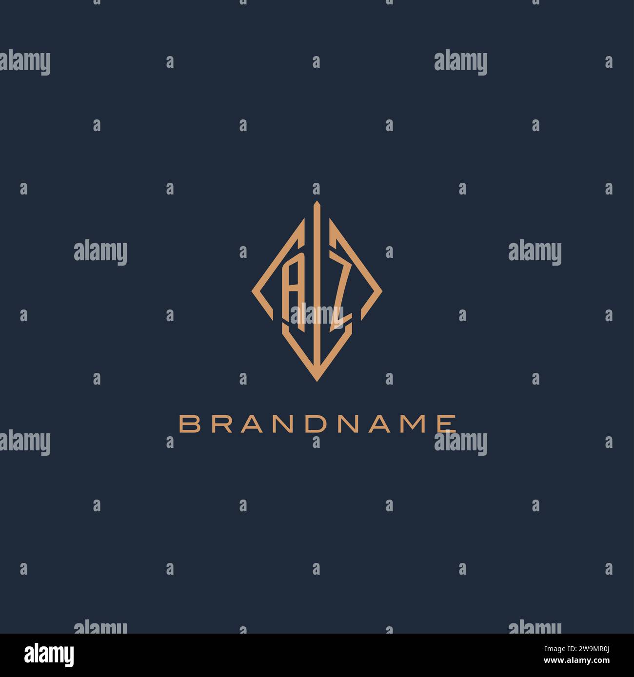 Monogram AZ logo with diamond rhombus style, Luxury modern logo design ...