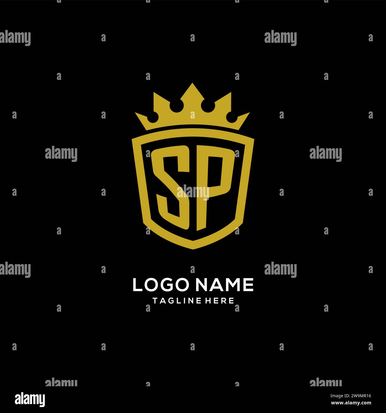 Initial SP logo shield crown style, luxury elegant monogram logo design ...