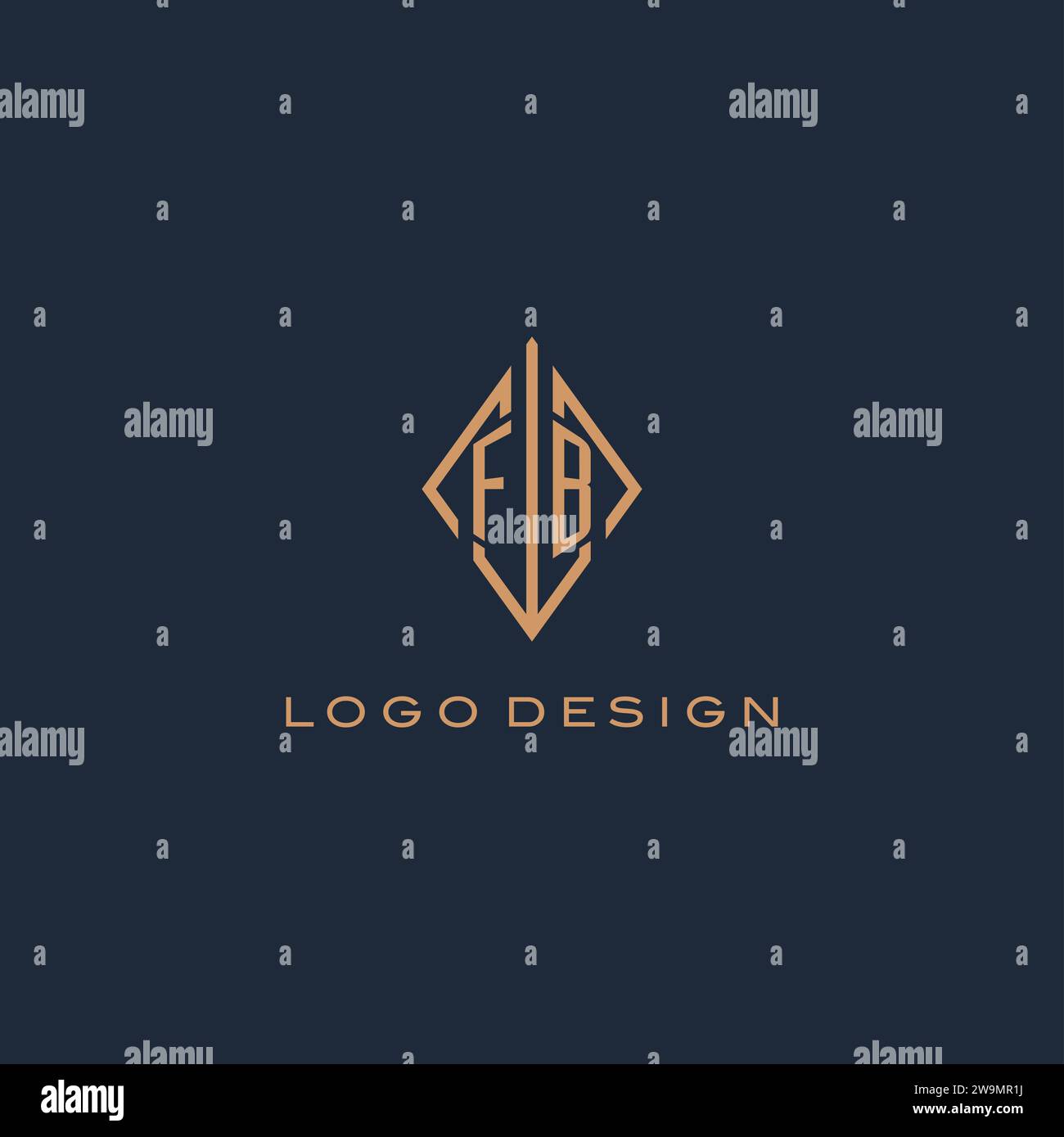 Monogram FB logo with diamond rhombus style, Luxury modern logo design ...