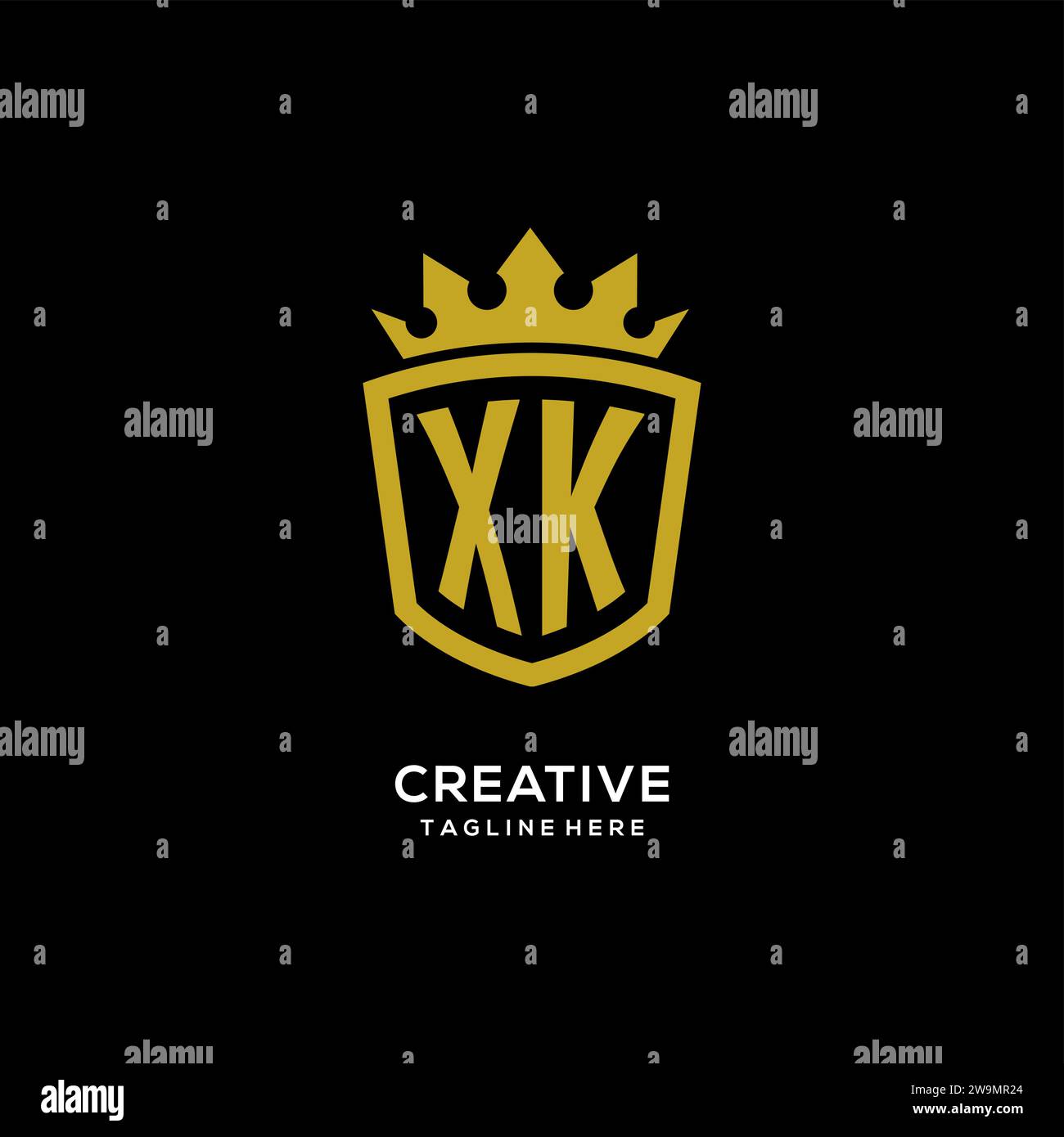 Initial XK logo shield crown style, luxury elegant monogram logo design vector graphic Stock ...