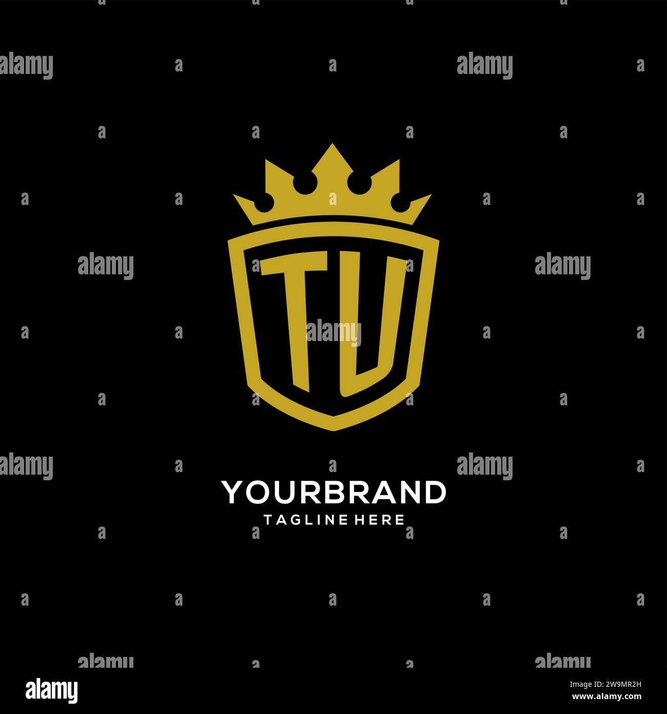 Initial TU logo shield crown style, luxury elegant monogram logo design ...