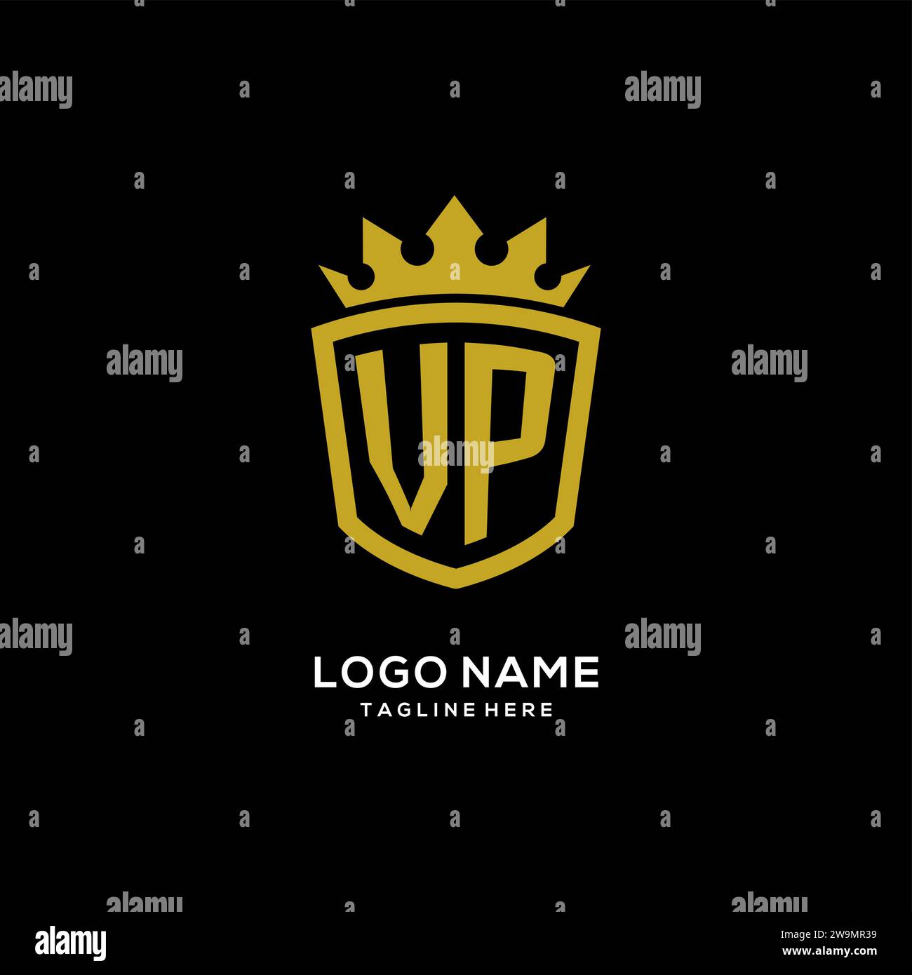 Initial VP logo shield crown style, luxury elegant monogram logo design ...