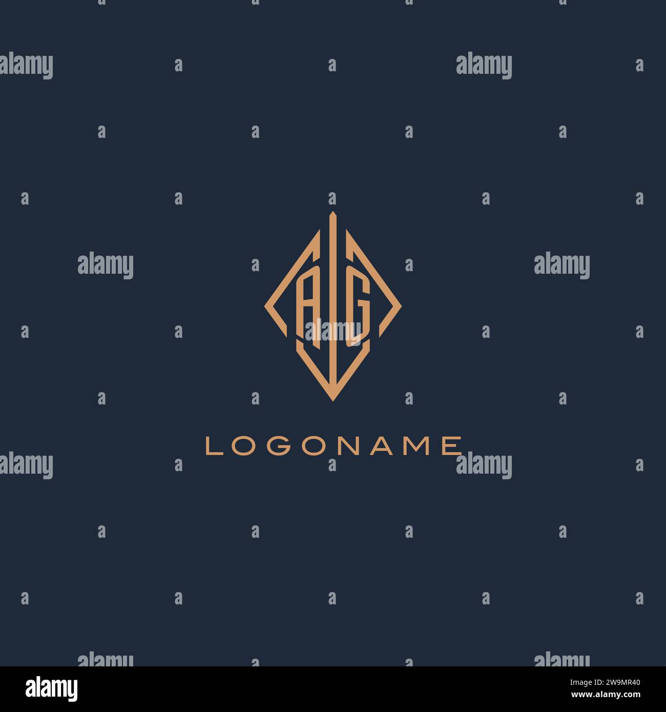 Monogram AG logo with diamond rhombus style, Luxury modern logo design ...