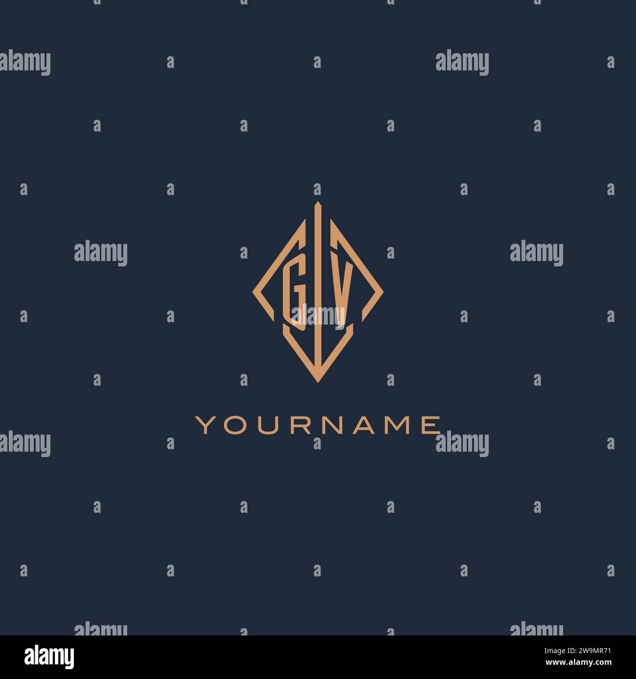 Monogram GV logo with diamond rhombus style, Luxury modern logo design ...