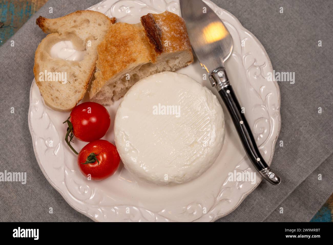 Cheese collection, French fresh white soft goat cheese served with ...