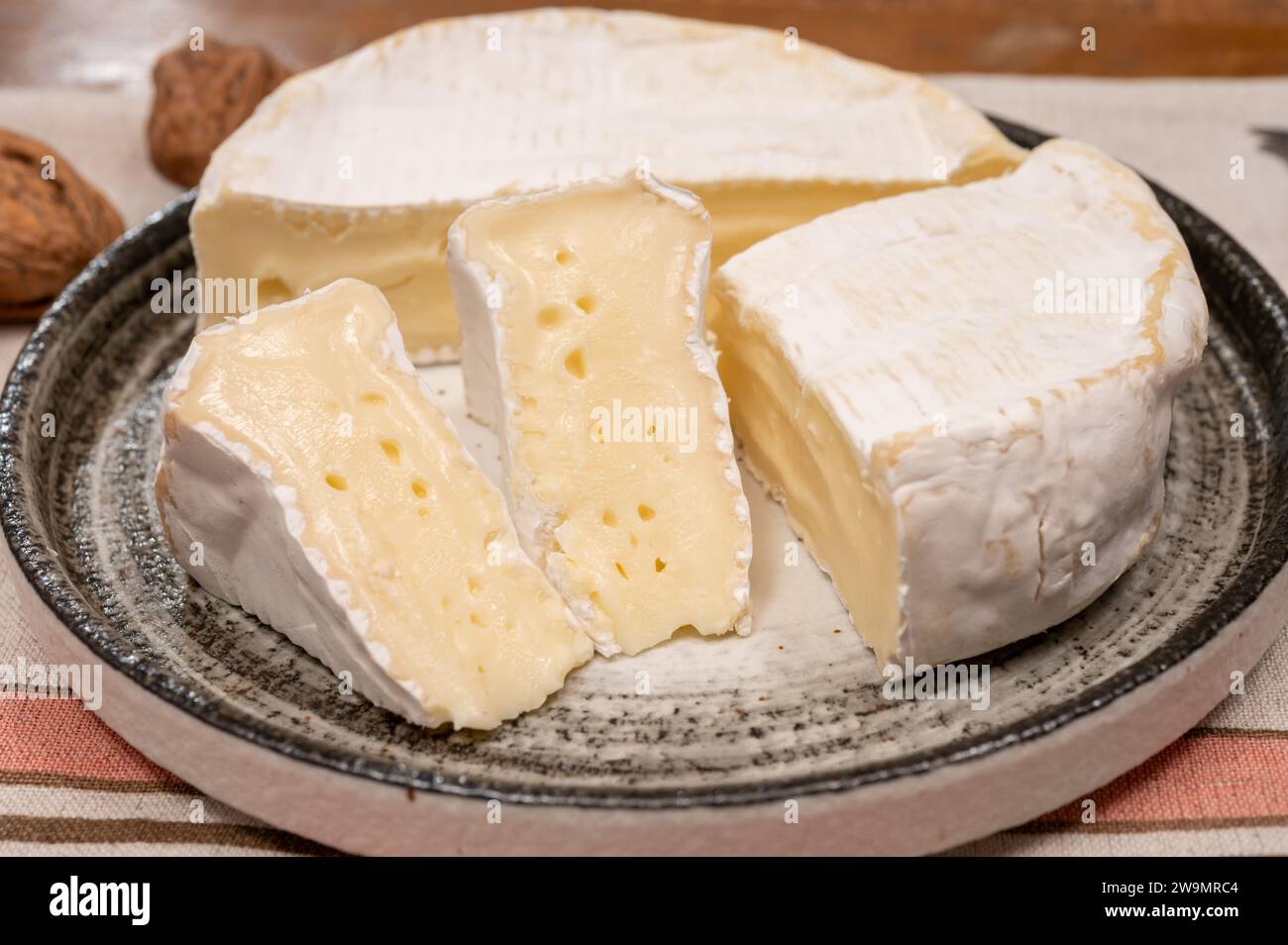 French soft Camembert cheese, original Camembert de Normandie with ...