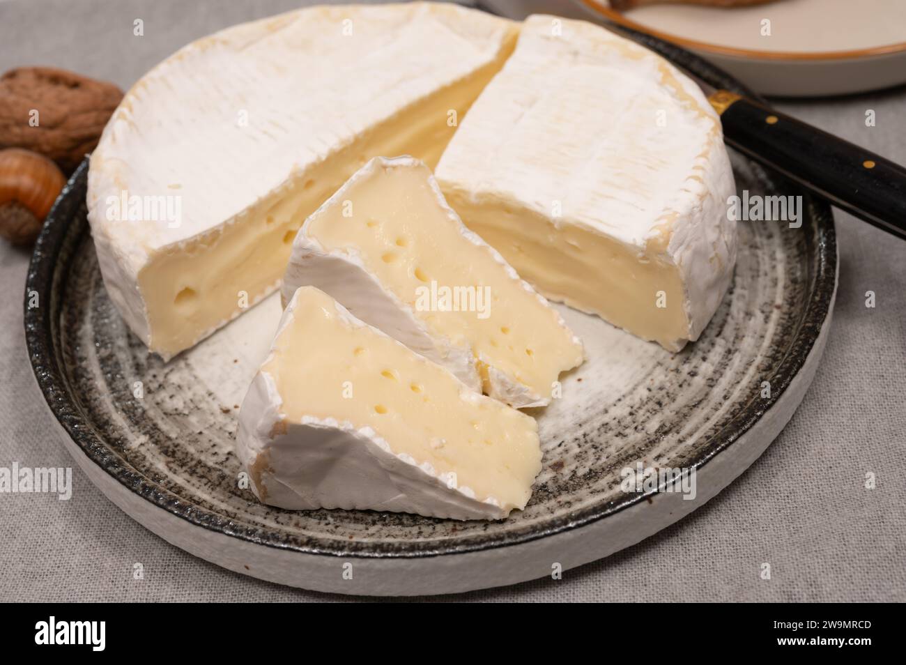 French soft Camembert cheese, original Camembert de Normandie with ...