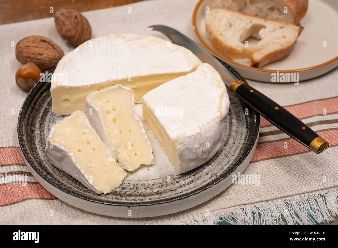 French soft Camembert cheese, original Camembert de Normandie with ...