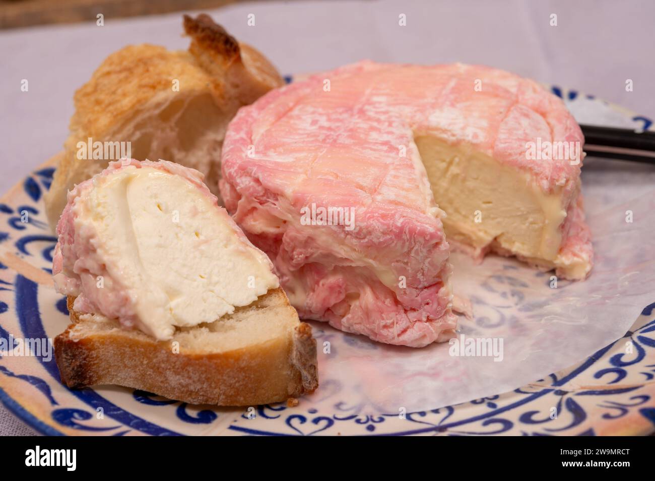 Cheese collection, French fresh white with rose rind soft goat cheese ...