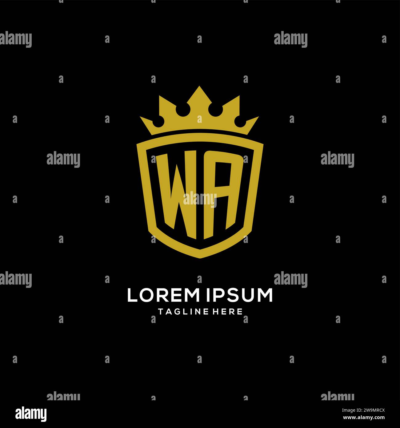 Initial WA logo shield crown style, luxury elegant monogram logo design ...