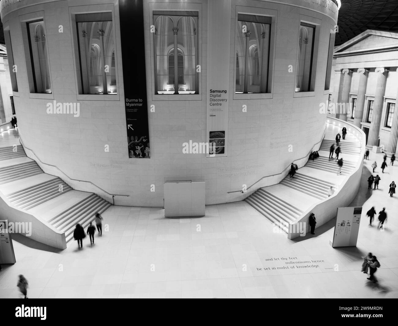 B&W, The Great Court with Central Reading Room, The British Museum ...