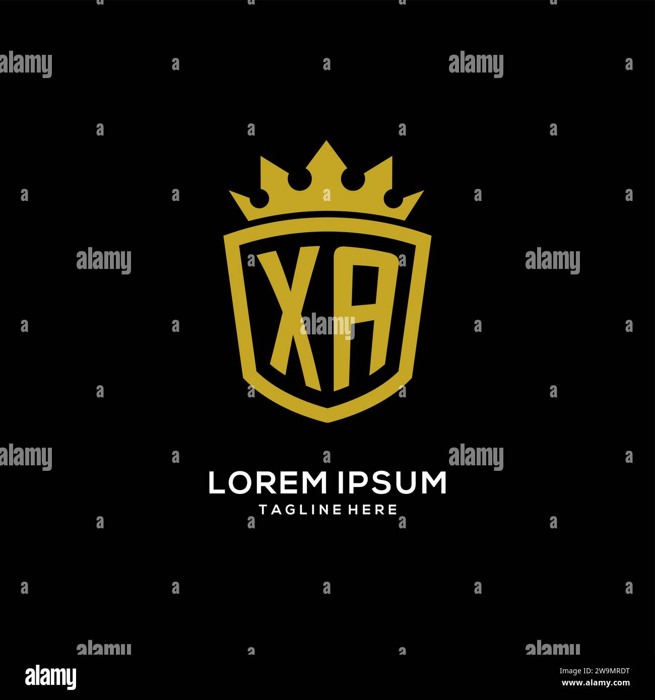 Initial XA logo shield crown style, luxury elegant monogram logo design vector graphic Stock ...