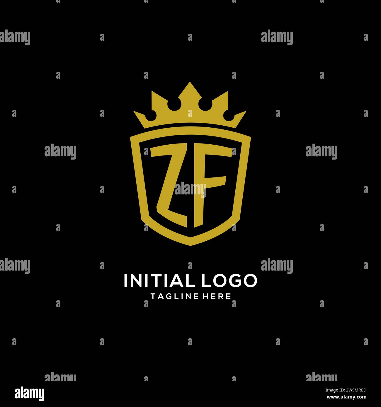 Initial ZF logo shield crown style, luxury elegant monogram logo design vector graphic Stock ...