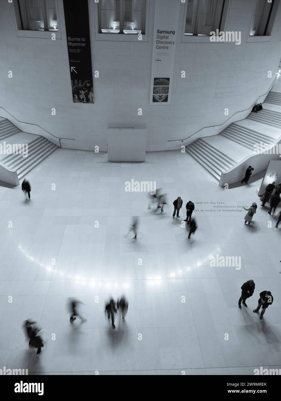 B&W, The Great Court with Central Reading Room, The British Museum ...