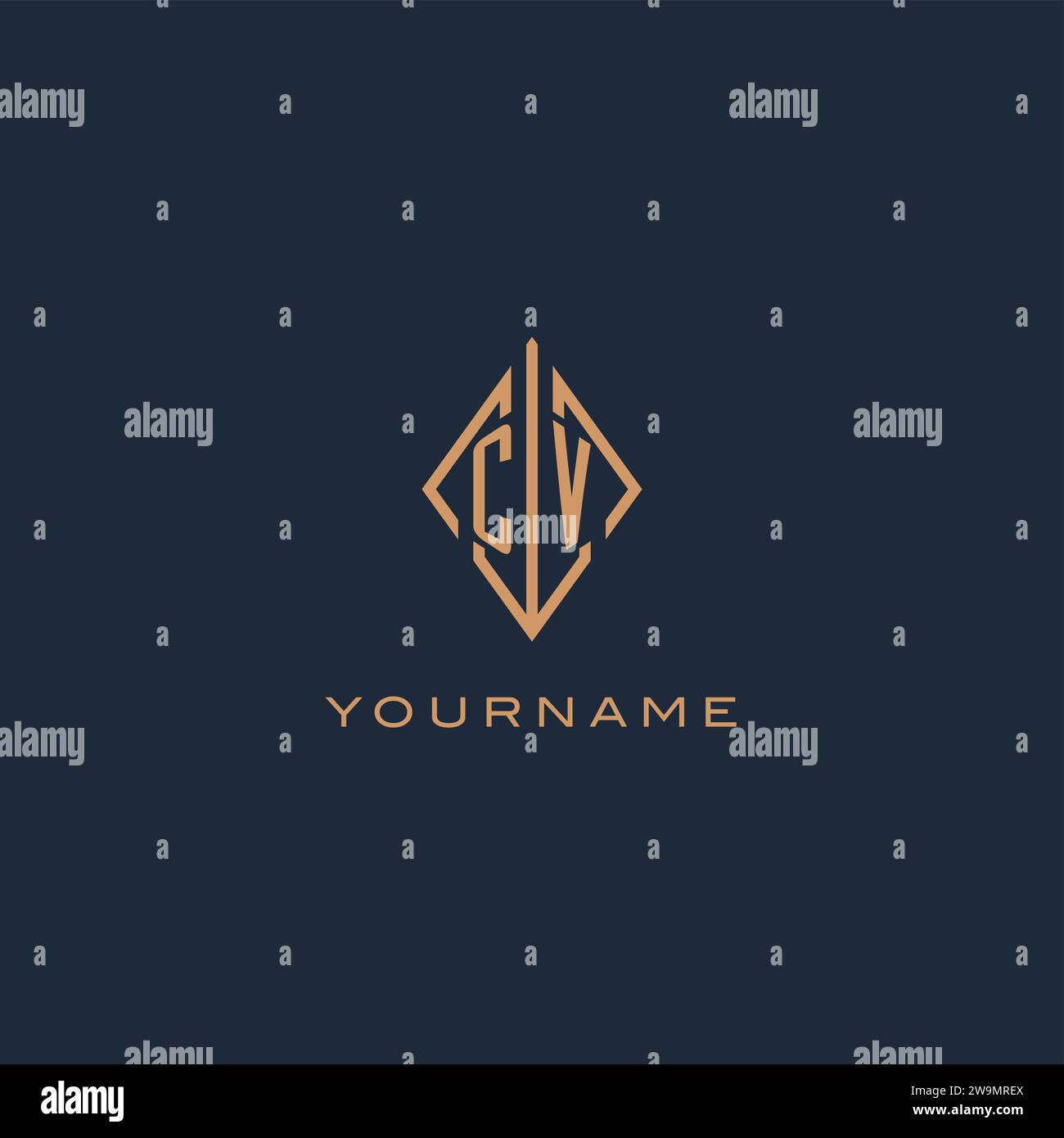Monogram CV logo with diamond rhombus style, Luxury modern logo design ...