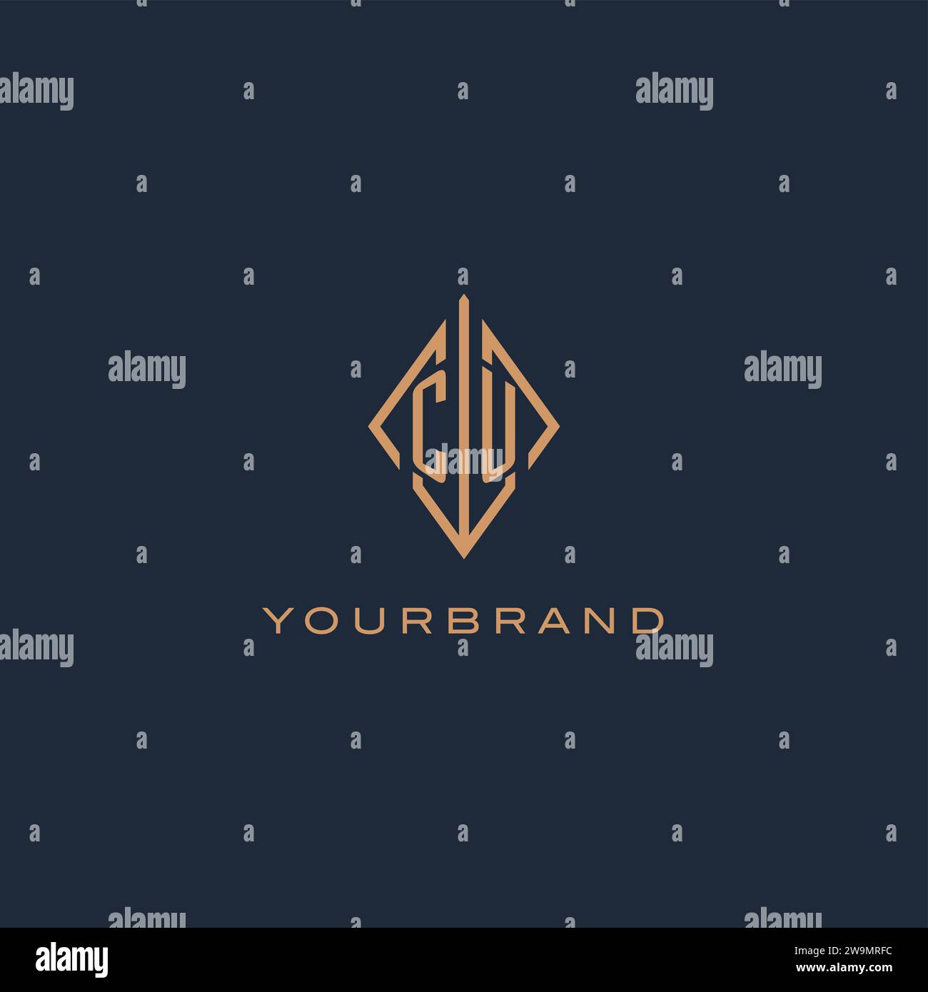 Monogram CU logo with diamond rhombus style, Luxury modern logo design ...