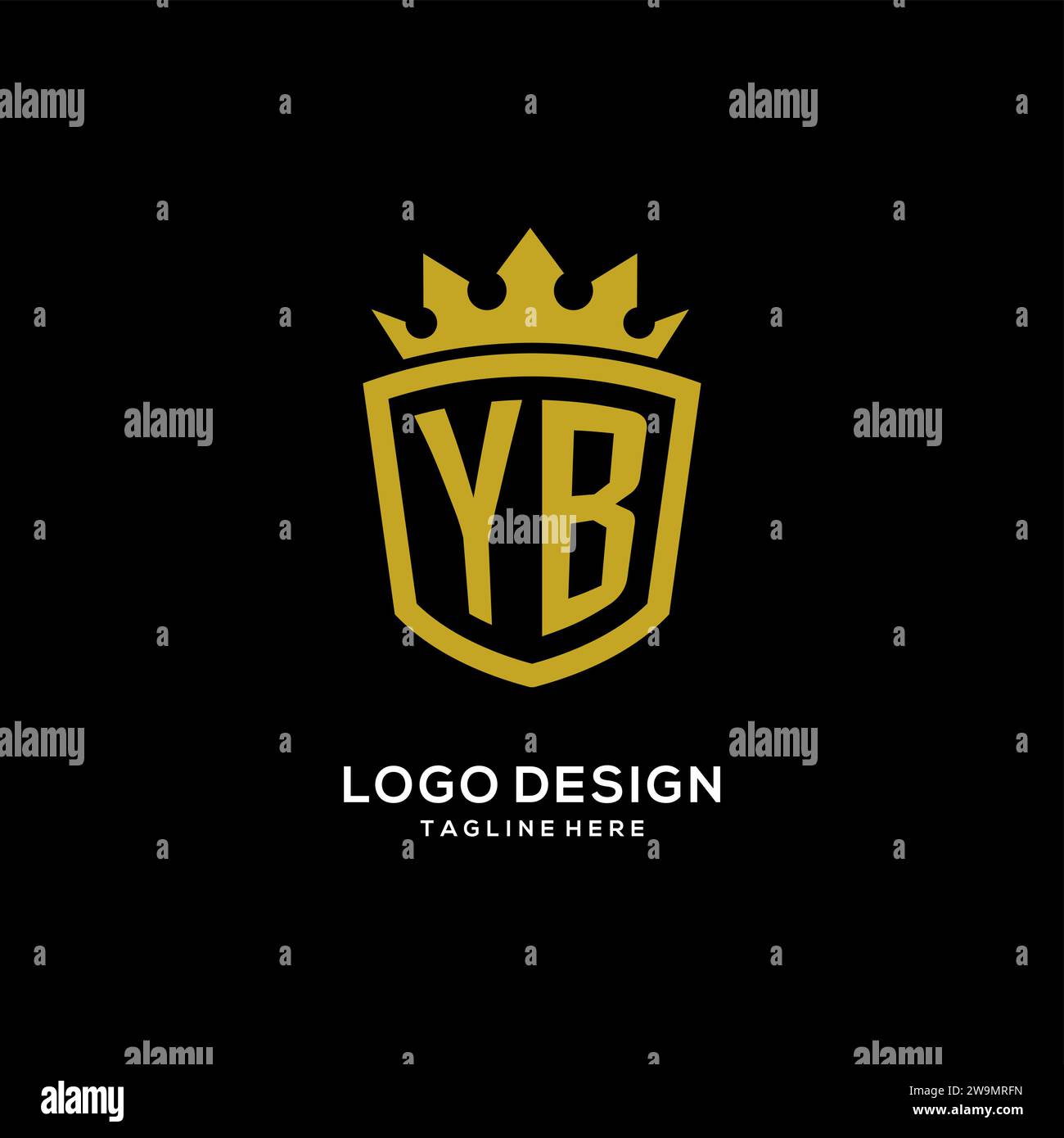Initial YB logo shield crown style, luxury elegant monogram logo design vector graphic Stock ...