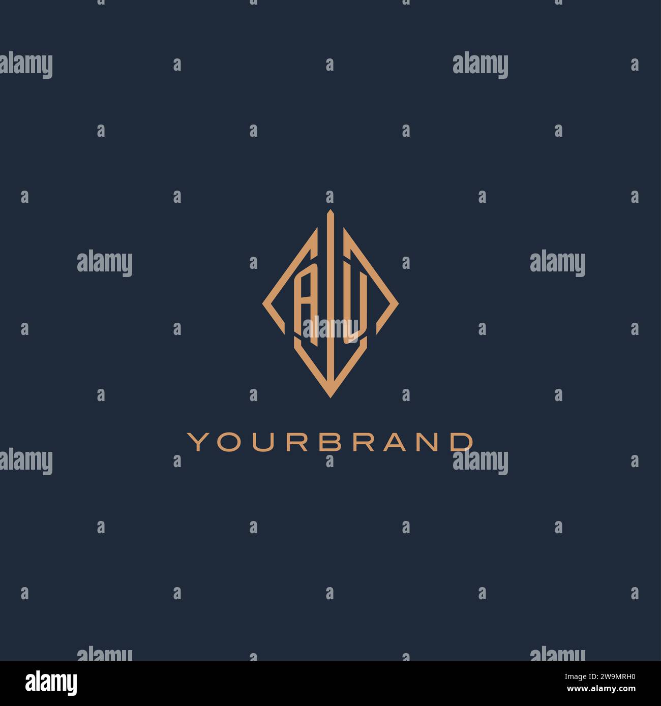 Monogram AU logo with diamond rhombus style, Luxury modern logo design ...