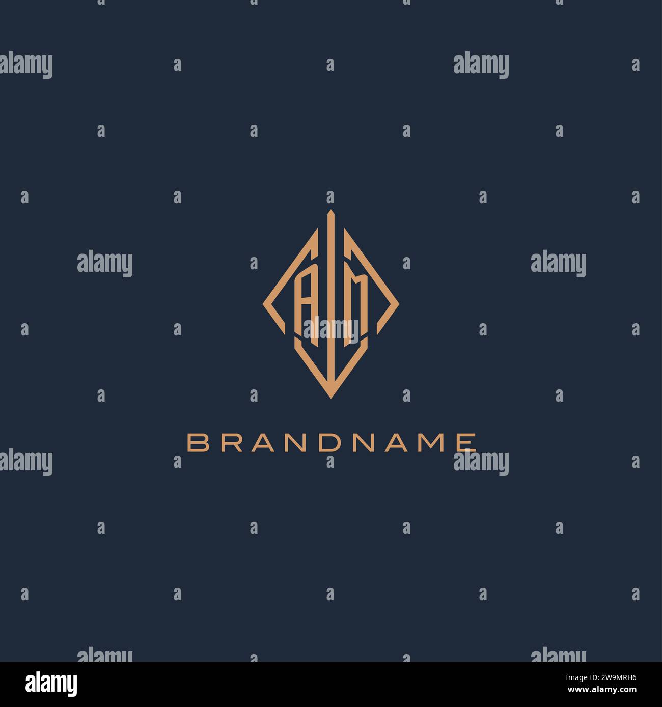 Monogram AM logo with diamond rhombus style, Luxury modern logo design ...