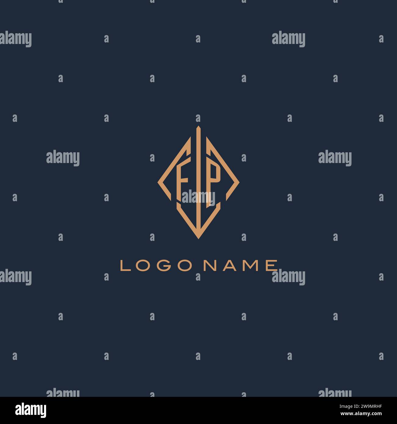 Monogram FP logo with diamond rhombus style, Luxury modern logo design ...