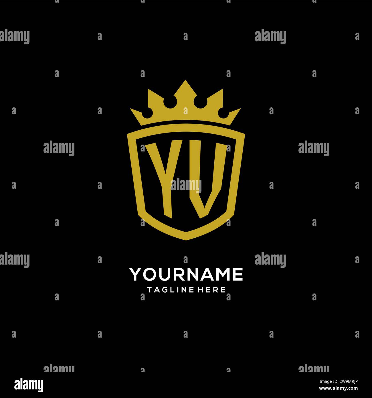 Initial YV logo shield crown style, luxury elegant monogram logo design ...