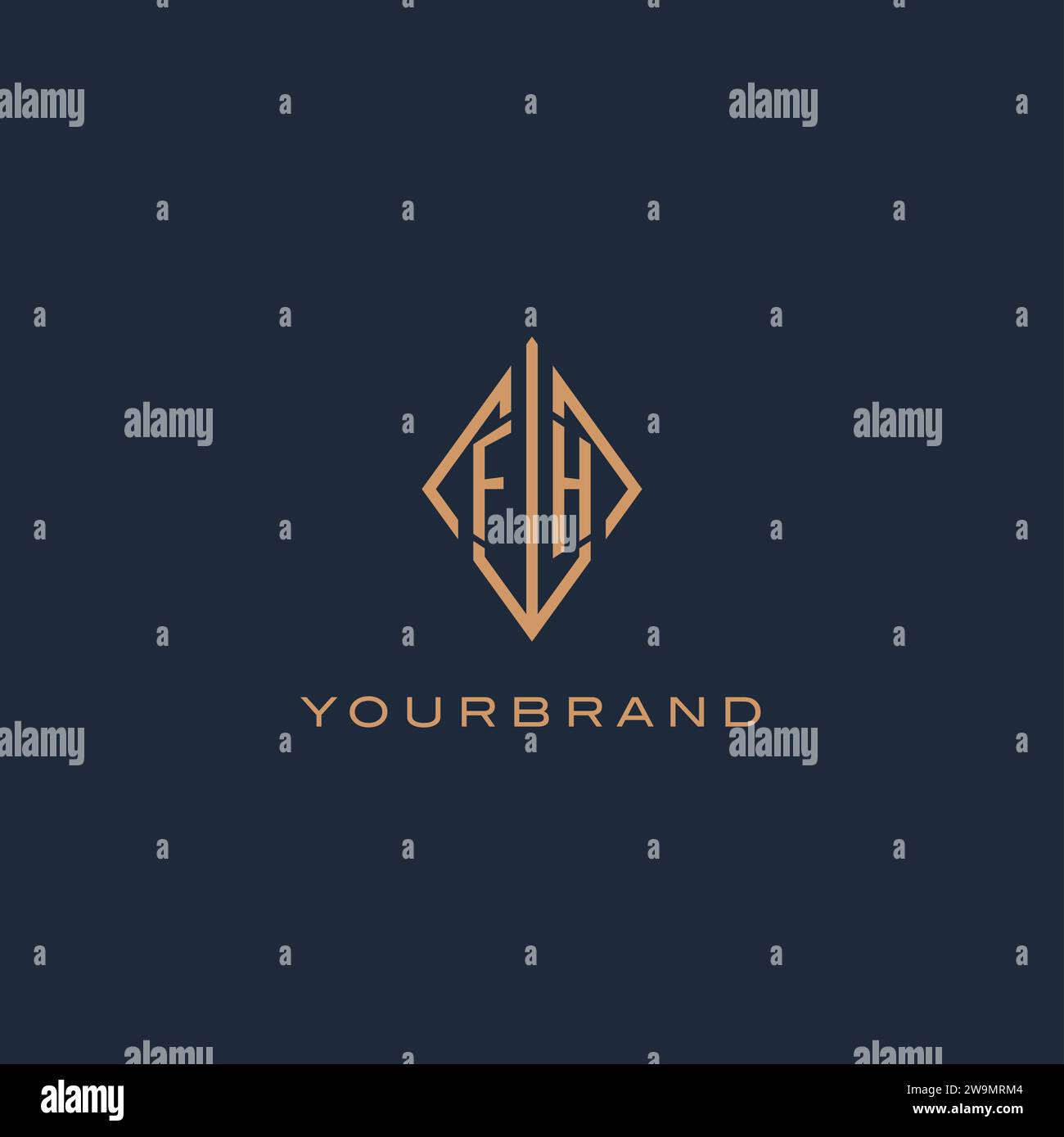 Monogram FH logo with diamond rhombus style, Luxury modern logo design ...