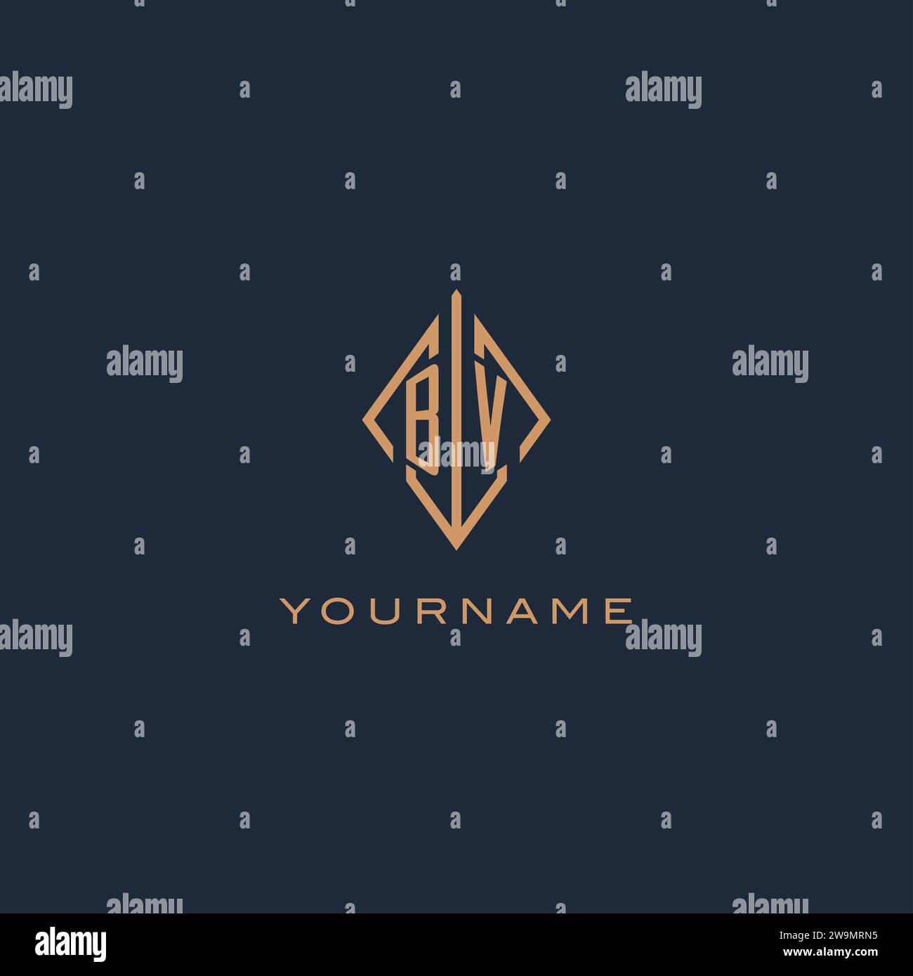 Monogram BV logo with diamond rhombus style, Luxury modern logo design ...