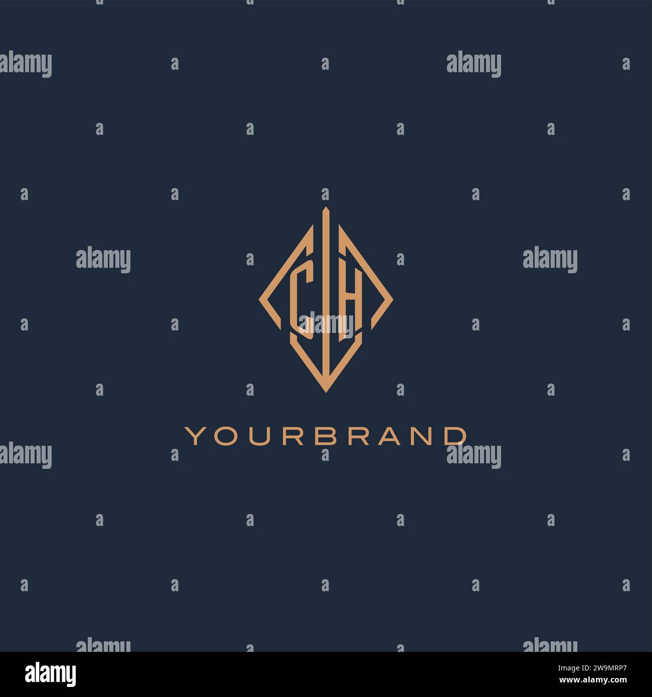 Monogram CH logo with diamond rhombus style, Luxury modern logo design ...