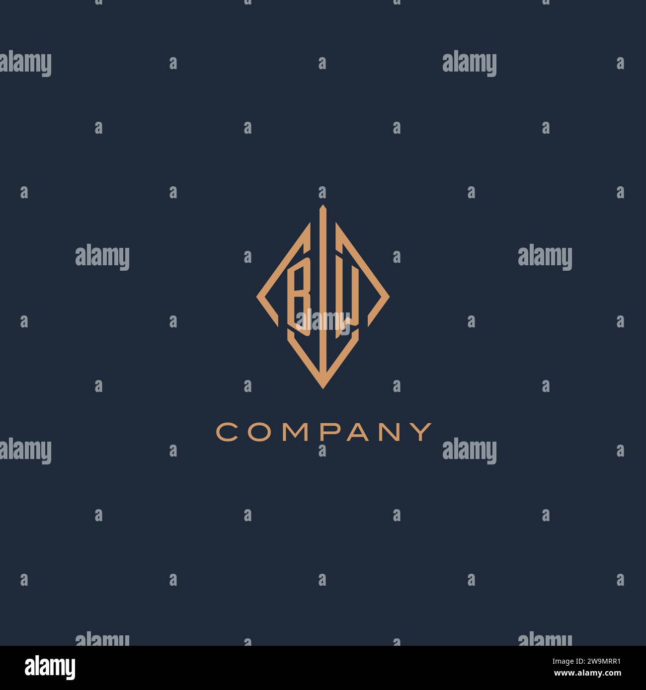 Monogram BW logo with diamond rhombus style, Luxury modern logo design ...