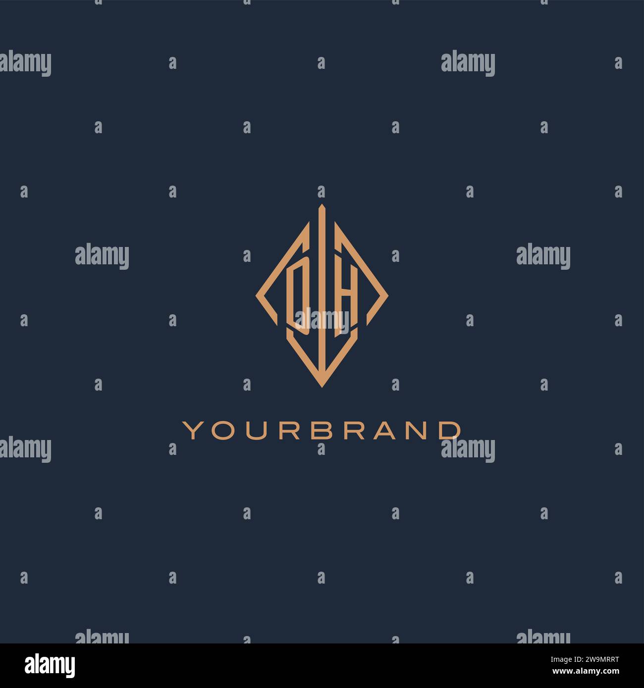 Monogram DH logo with diamond rhombus style, Luxury modern logo design ...