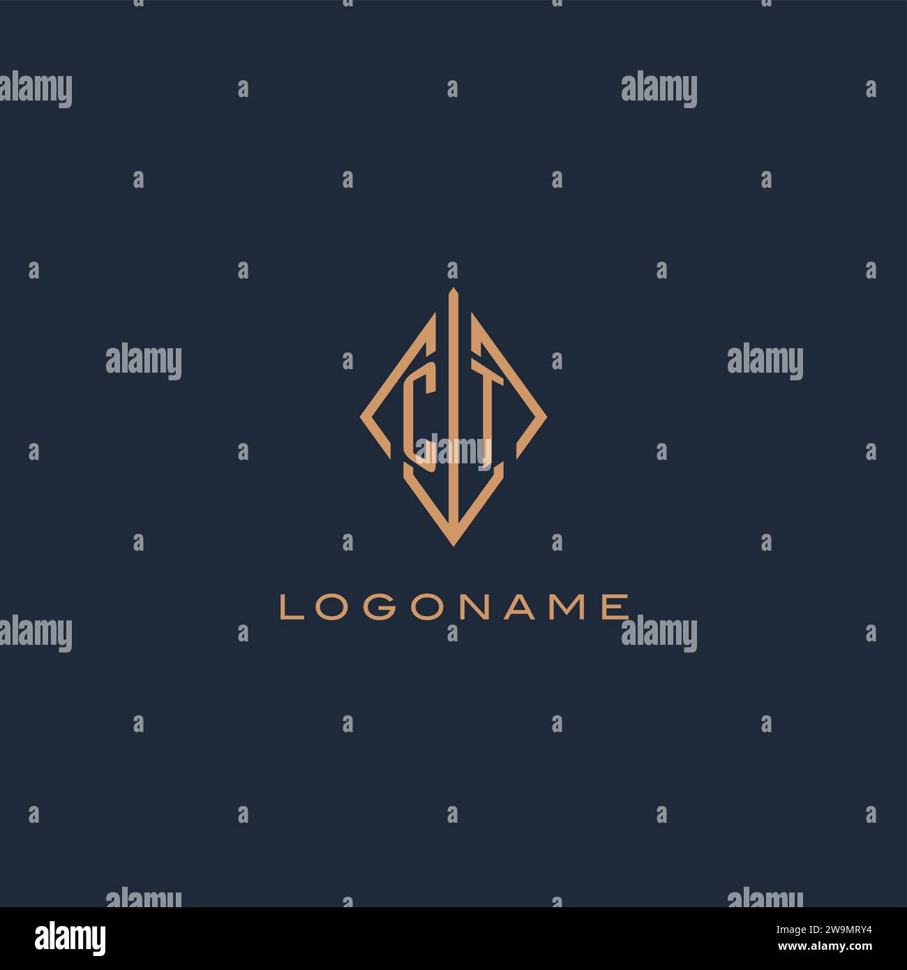 Monogram CT logo with diamond rhombus style, Luxury modern logo design ...