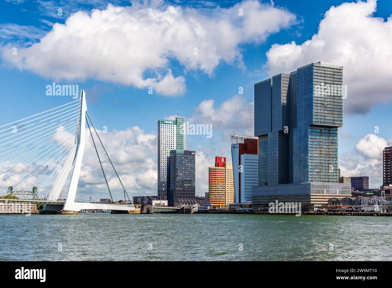 Skyscrapers of the Kop van Zuid district on the Nieuwe Maas river in ...