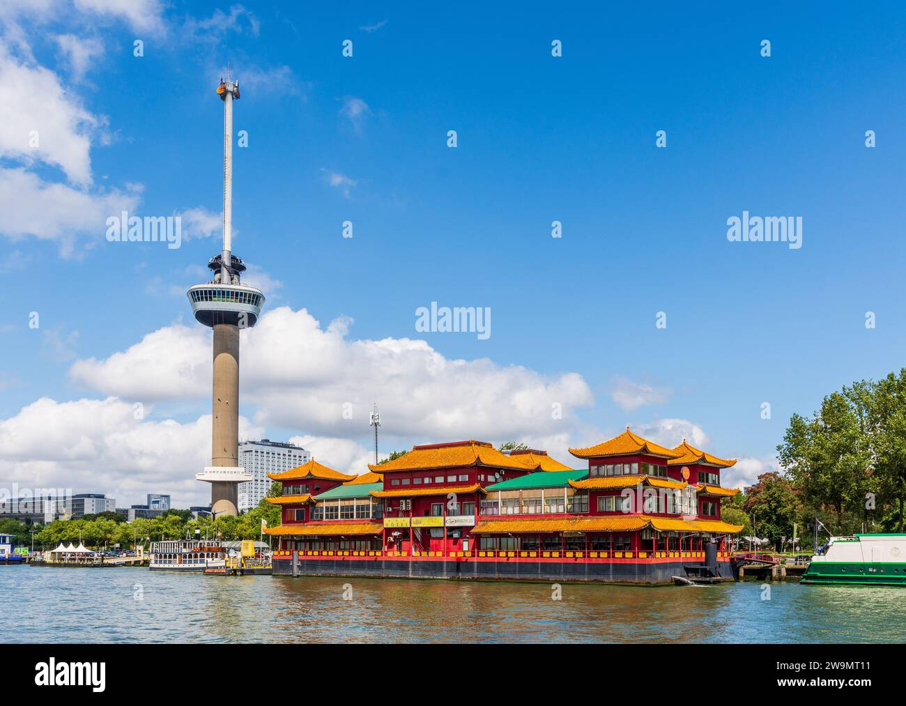 Cityscape of Rotterdam, Netherlands, with the Euromast and the New ...