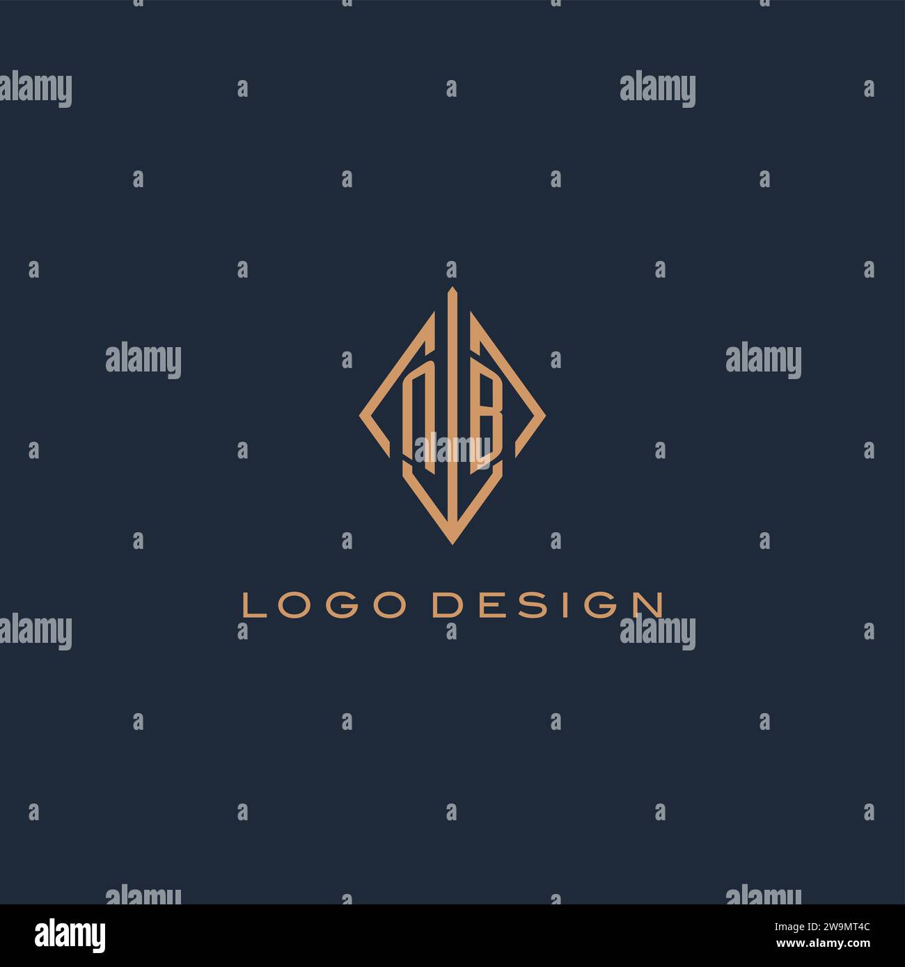 Monogram NB logo with diamond rhombus style, Luxury modern logo design ...