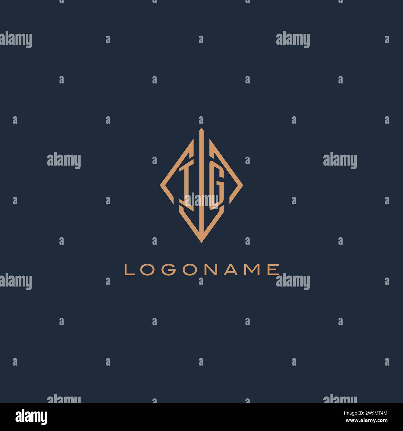 Monogram IG logo with diamond rhombus style, Luxury modern logo design ...