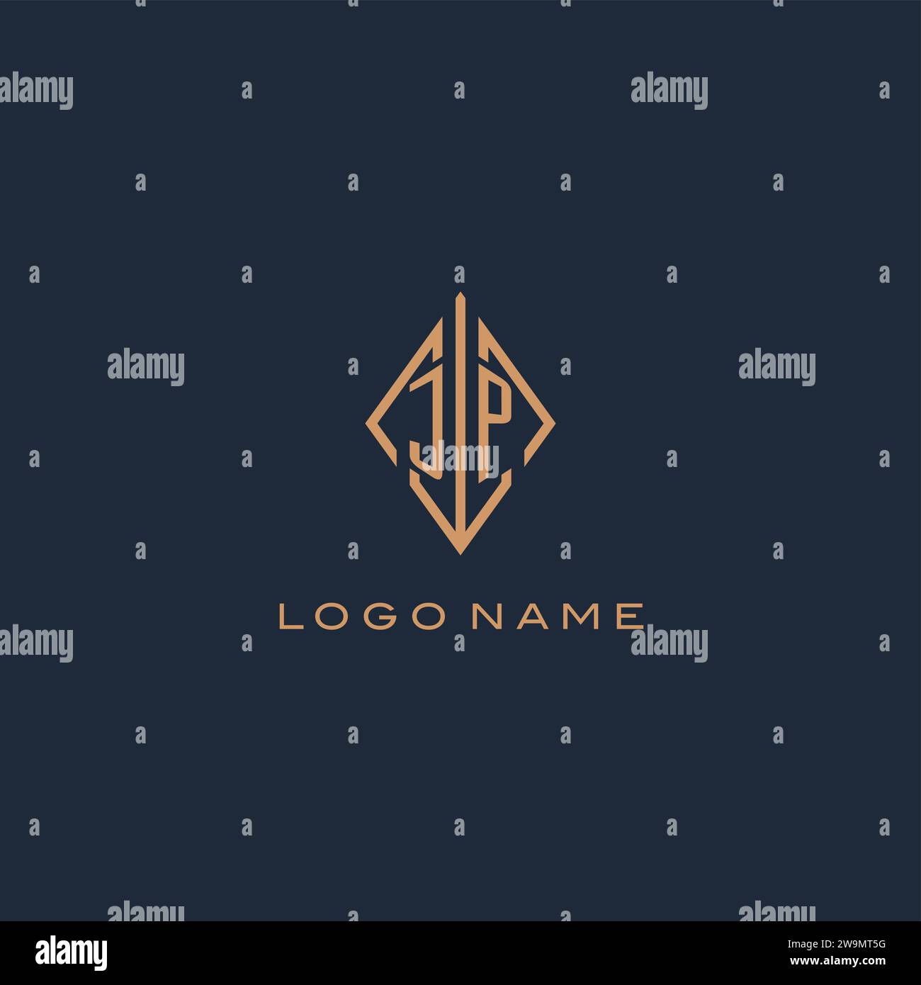 Monogram JP logo with diamond rhombus style, Luxury modern logo design ...