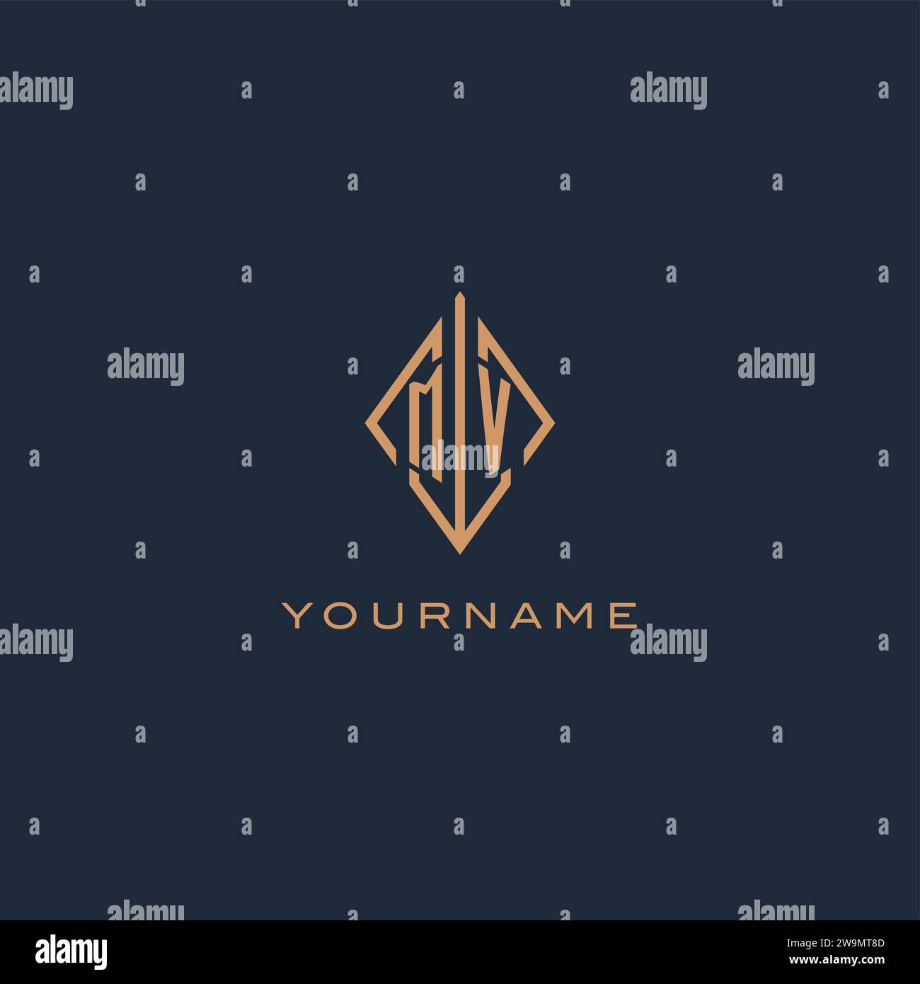 Monogram MV logo with diamond rhombus style, Luxury modern logo design ...