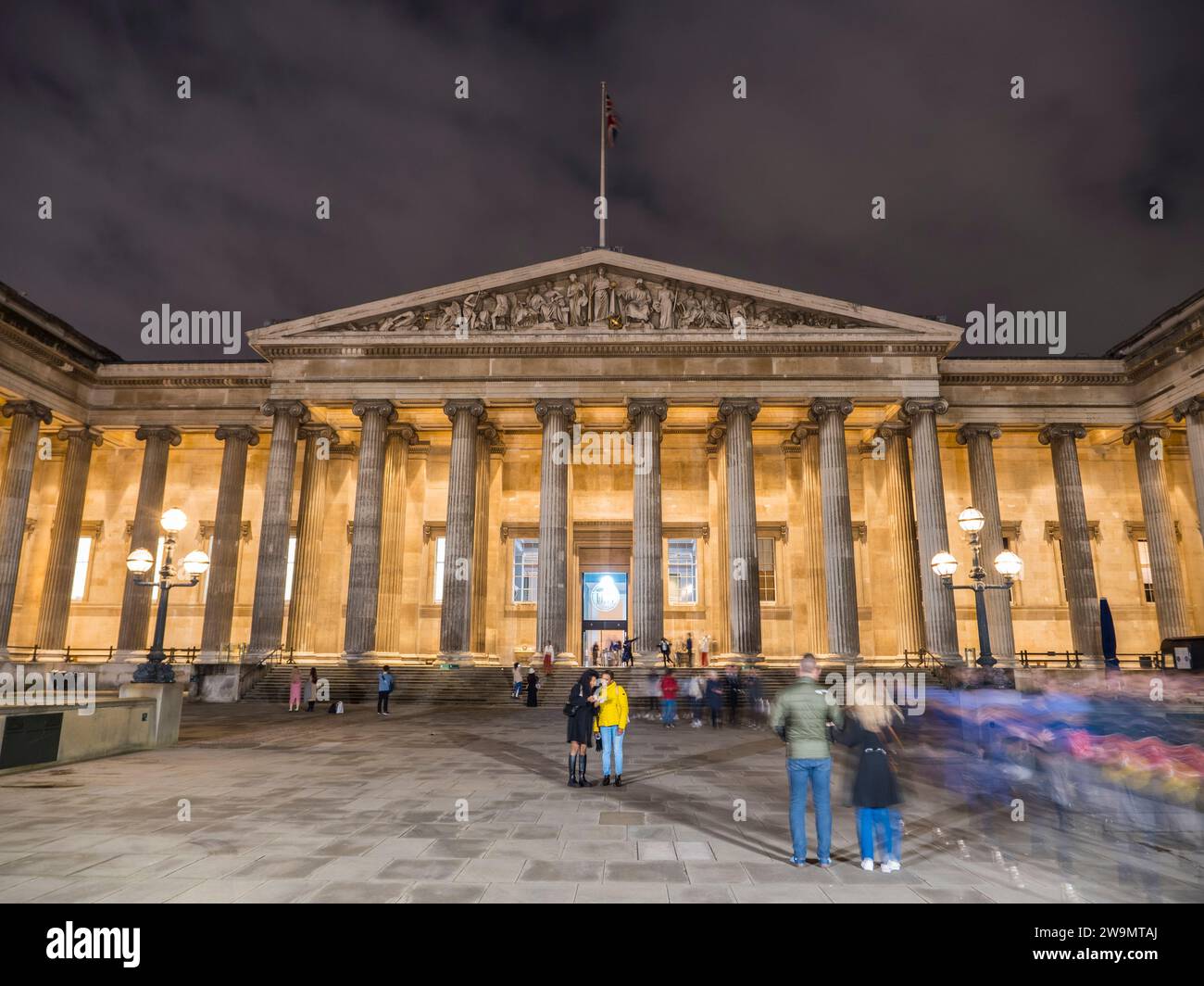 The front of The British Museum, Nighttime, Bloomsbury, London, England ...