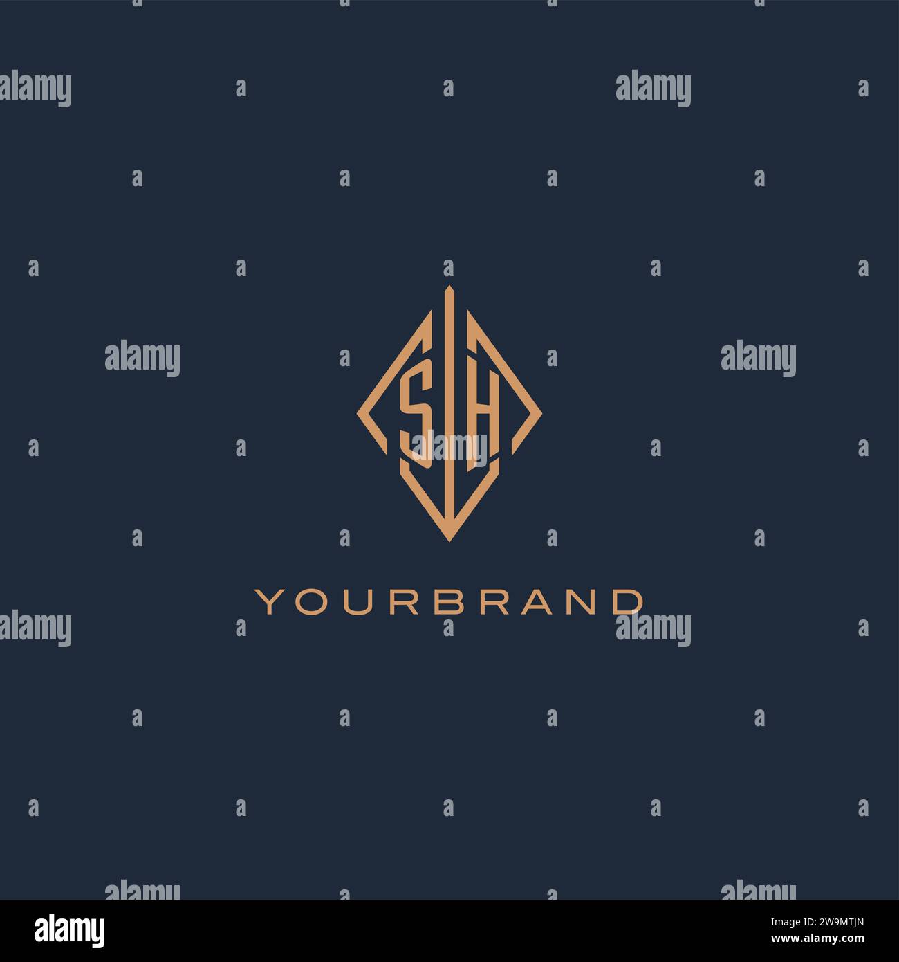 Monogram SH logo with diamond rhombus style, Luxury modern logo design ...