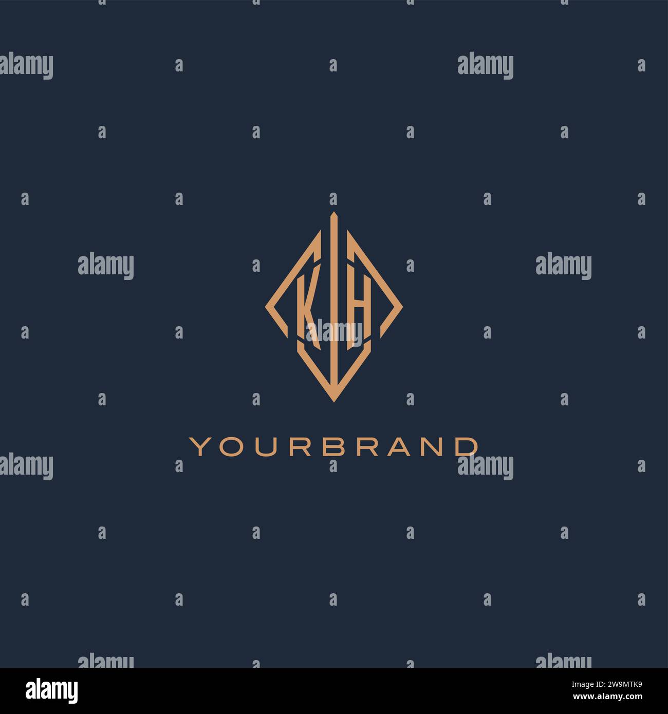 Monogram KH logo with diamond rhombus style, Luxury modern logo design ...
