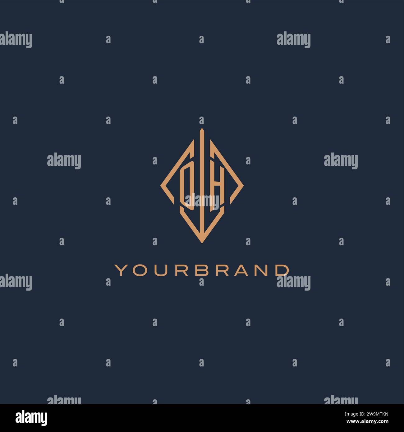 Monogram OH logo with diamond rhombus style, Luxury modern logo design ...