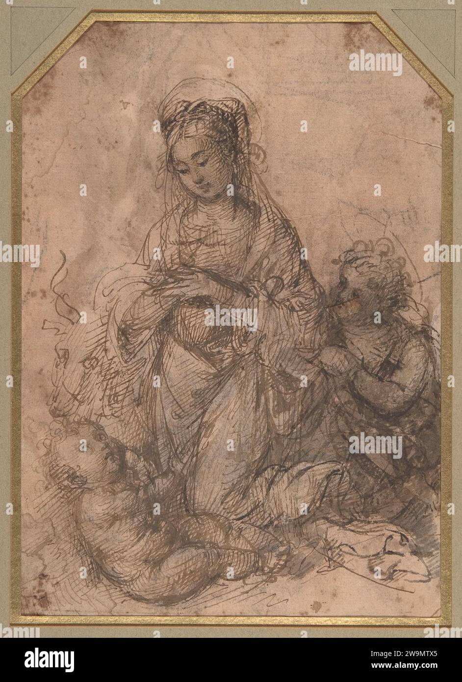 Virgin Adoring the Christ Child with Saint John the Baptist (recto); The Holy Family with Saint ...
