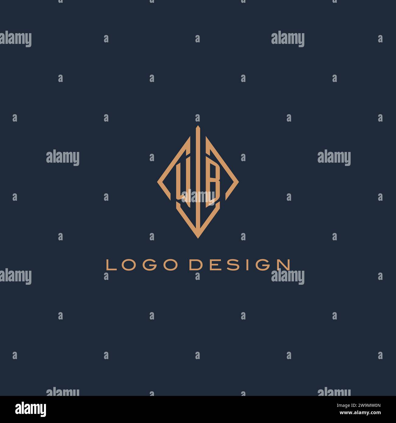 Monogram WB logo with diamond rhombus style, Luxury modern logo design ...