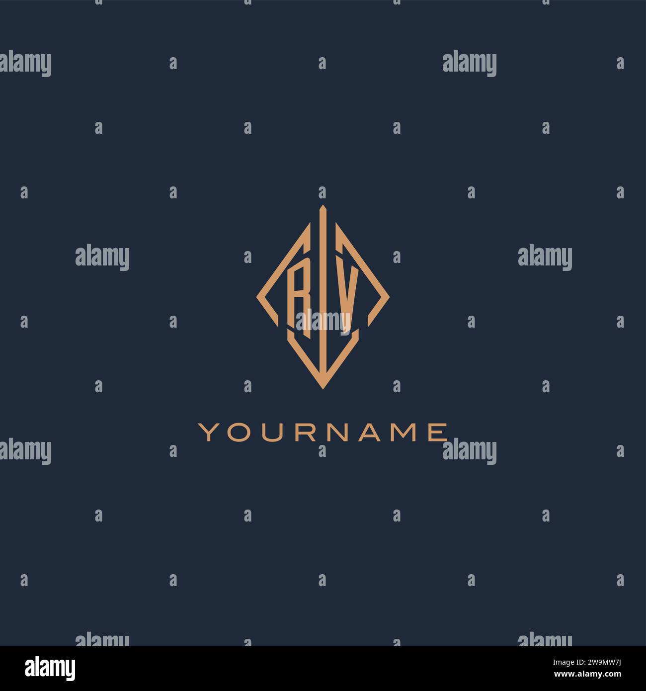 Monogram RV logo with diamond rhombus style, Luxury modern logo design ...