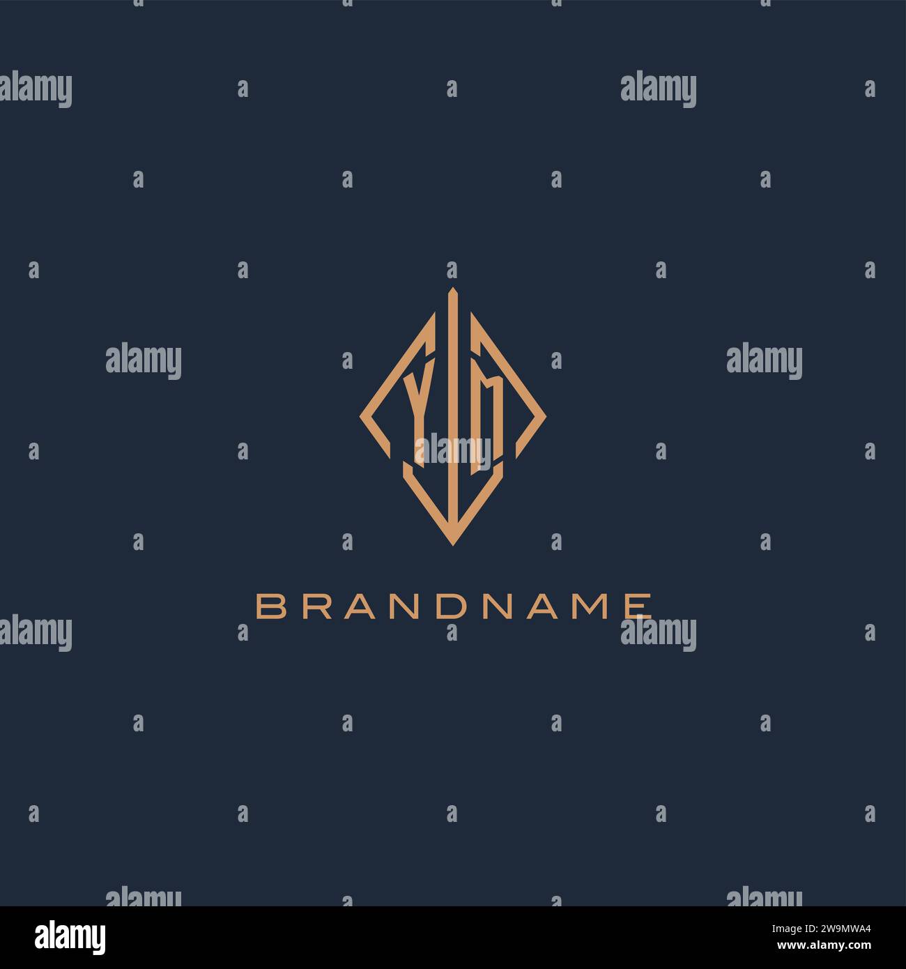 Monogram YM logo with diamond rhombus style, Luxury modern logo design ...