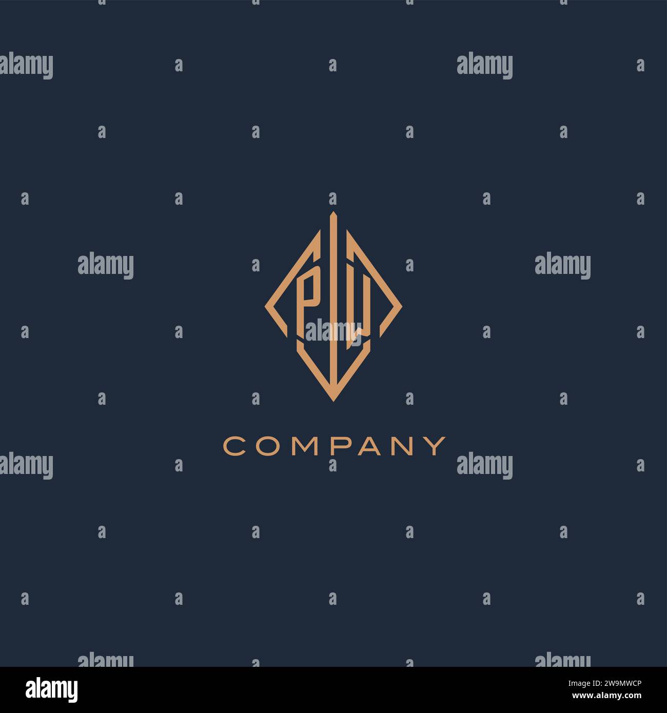 Monogram PW logo with diamond rhombus style, Luxury modern logo design ...