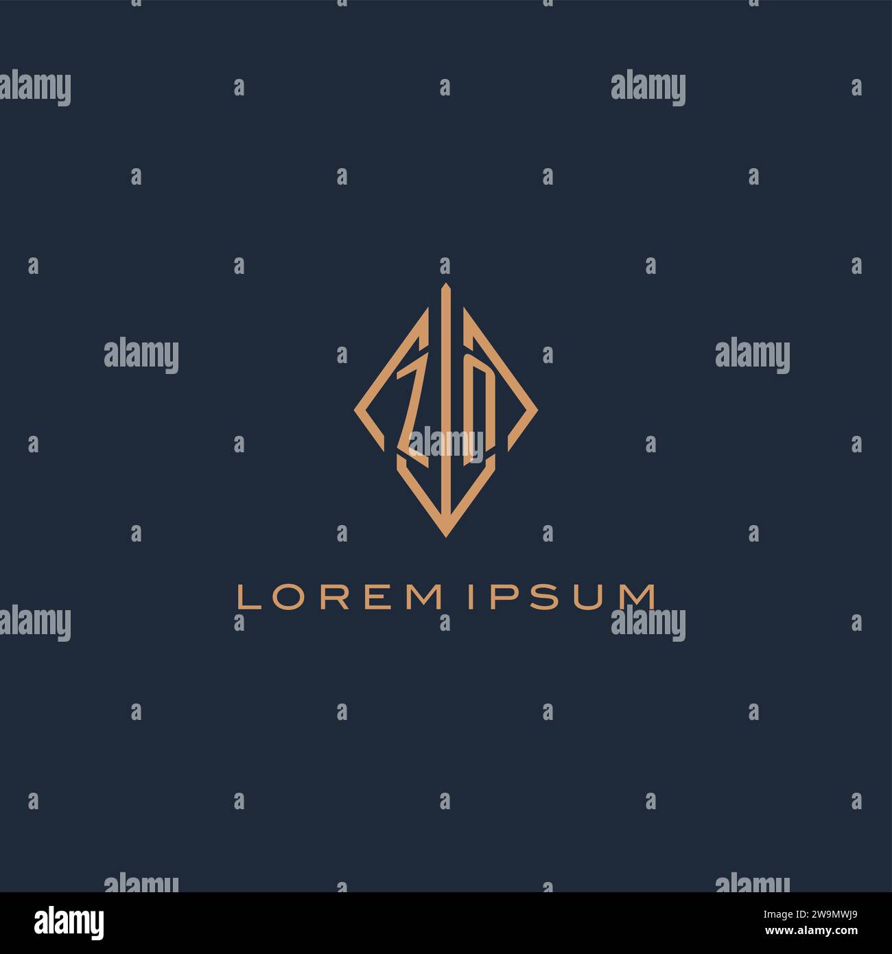 Monogram ZN logo with diamond rhombus style, Luxury modern logo design ...