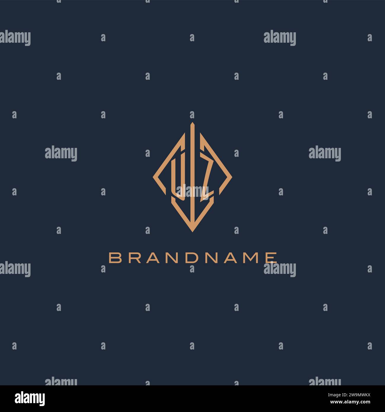 Monogram UZ logo with diamond rhombus style, Luxury modern logo design ...