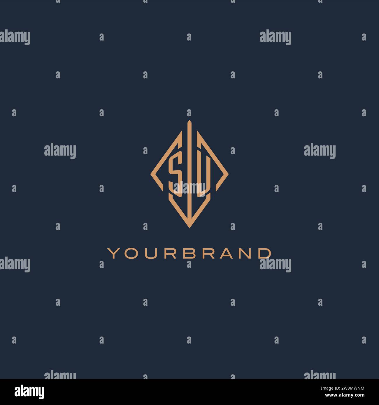 Monogram SU logo with diamond rhombus style, Luxury modern logo design ...